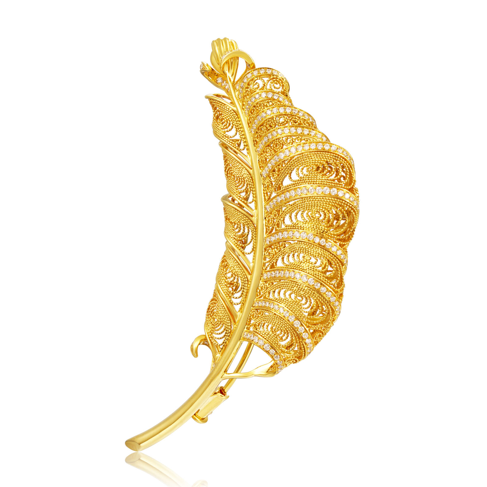 Golden Feather Filigree Brooch - Sonja T.