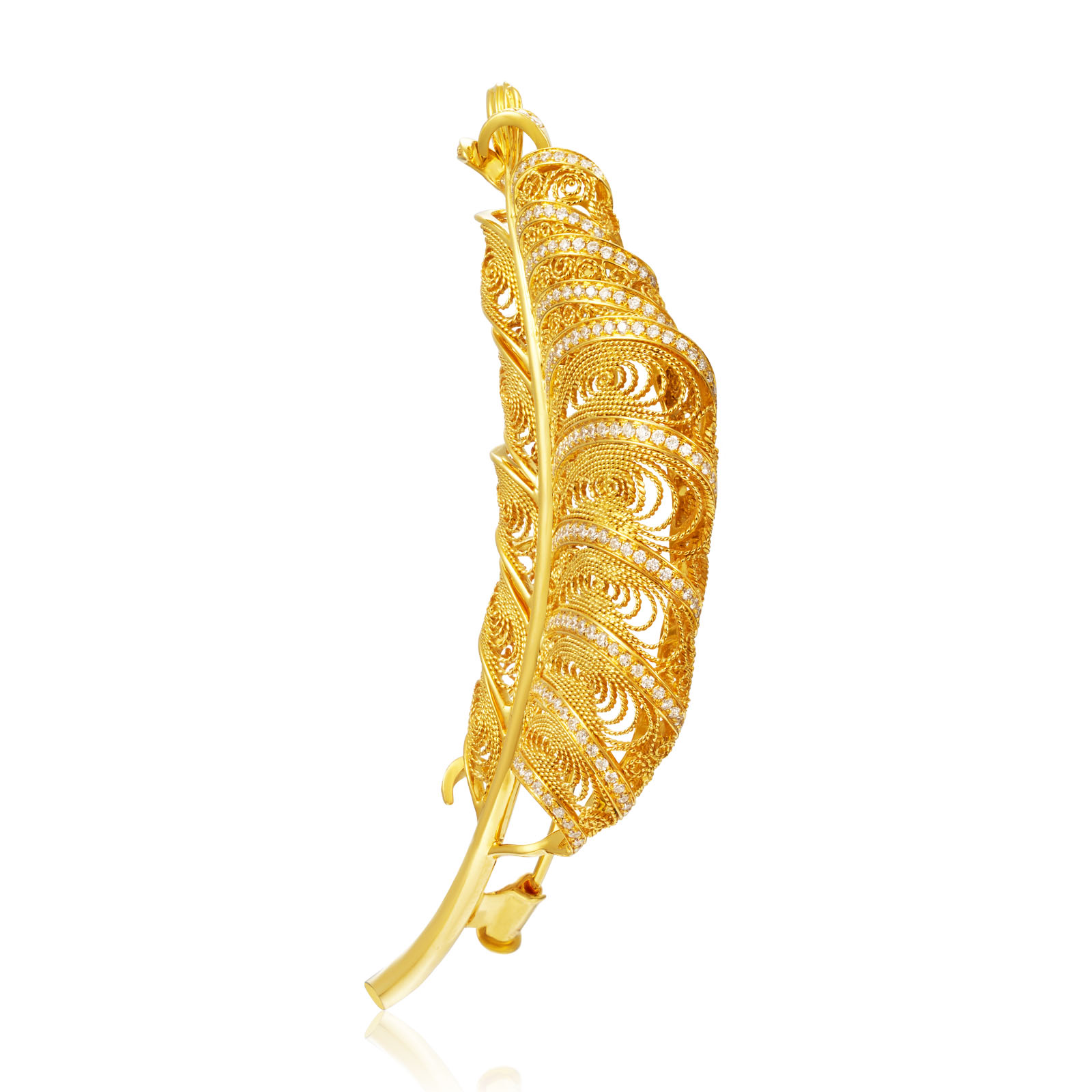 Golden Feather Filigree Brooch - Sonja T.